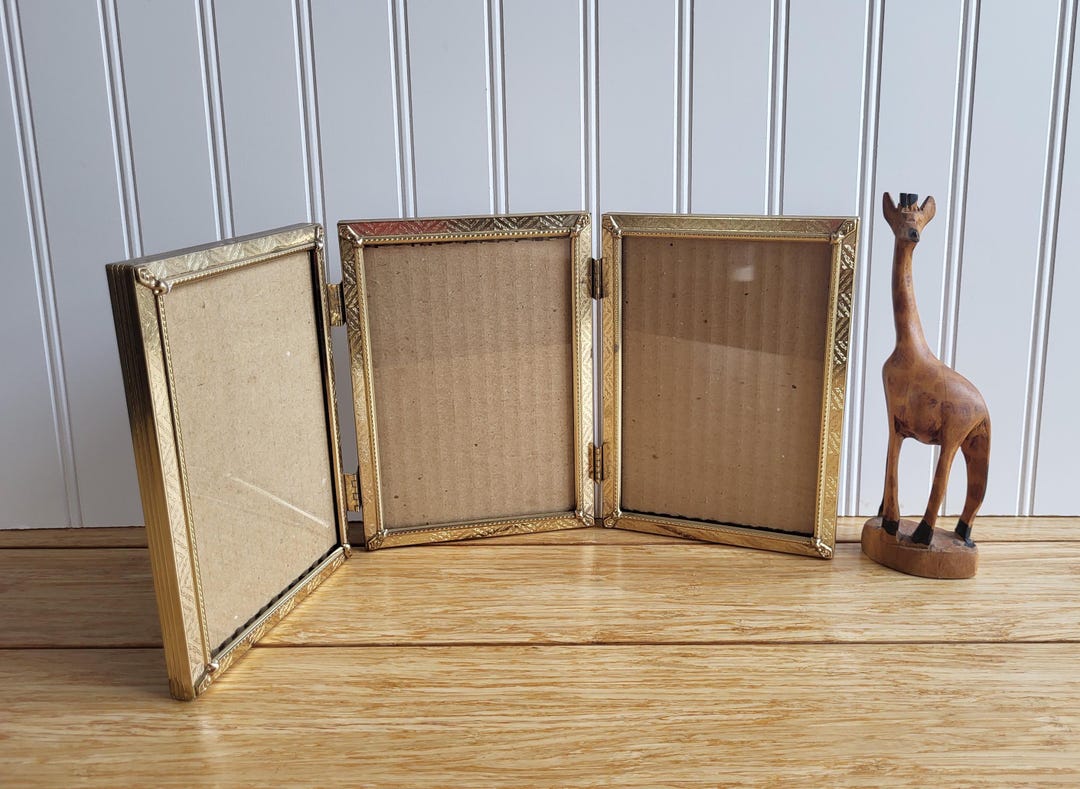 Vintage Frame 5 X 7 Triple Gold Frame 5 X 7 Tri-fold Gold Frame 1042024 ...