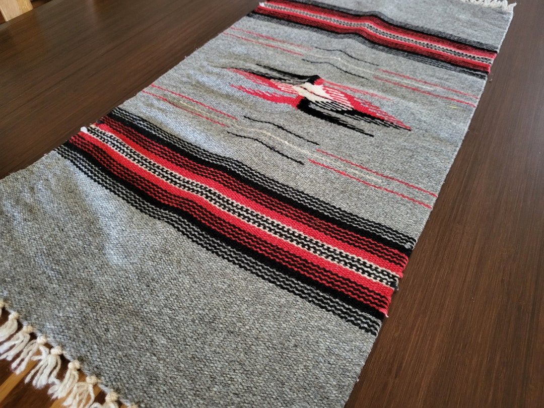 WOOL MEXICAN RUNNER 31" X 14 1/2" Chimayo Wool Table Runner Mexican ...