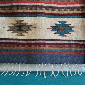 MEXICAN WOOL RUG 22 X 42 Oaxacan Wool Rug Zapotec Rug Handwoven Wool ...