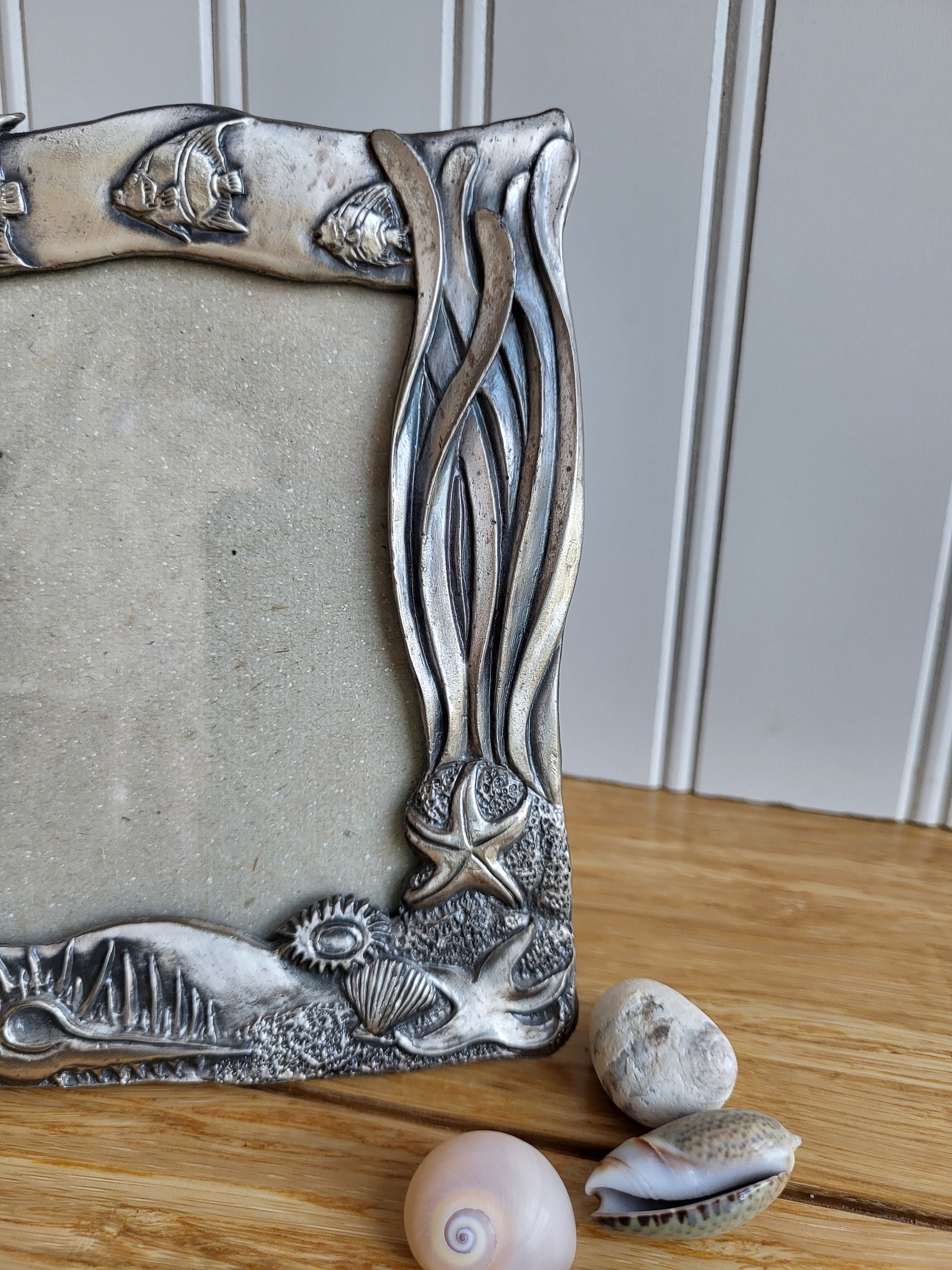 VINTAGE PEWTER FRAME 5 X 7 Sea Life Frame Standing Frame - Etsy