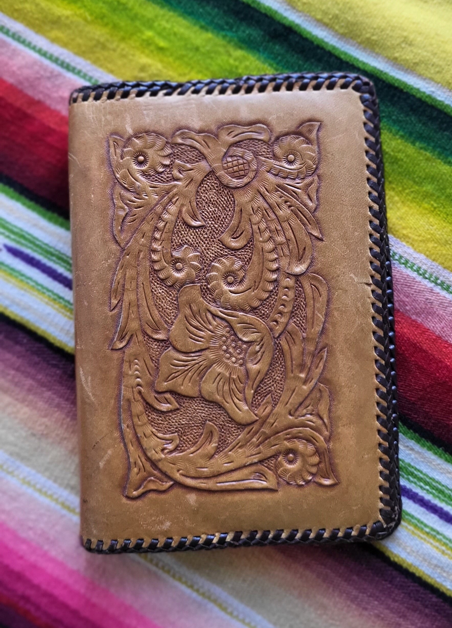 TOOLED LEATHER NOTEBOOK Small Hand Tooled Leather Binder - Etsy