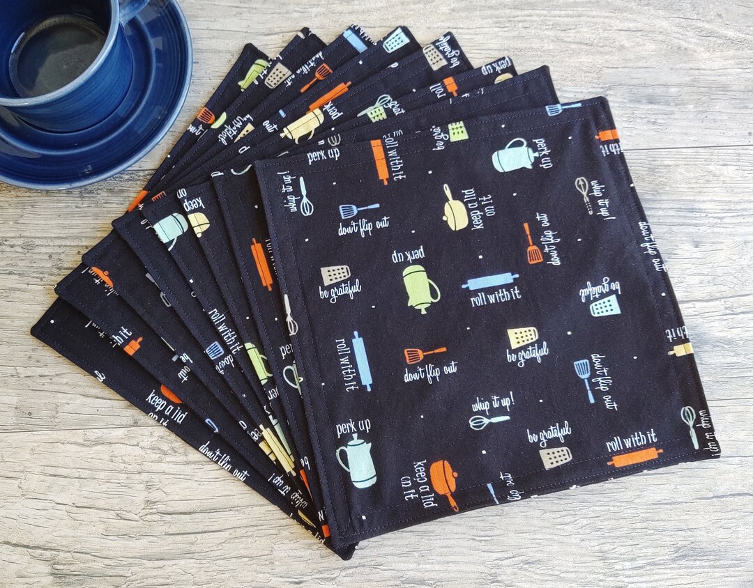 KITCHEN NAPKINS 8 Kitchen Print Napkins Appliance Print Fabric Chef ...
