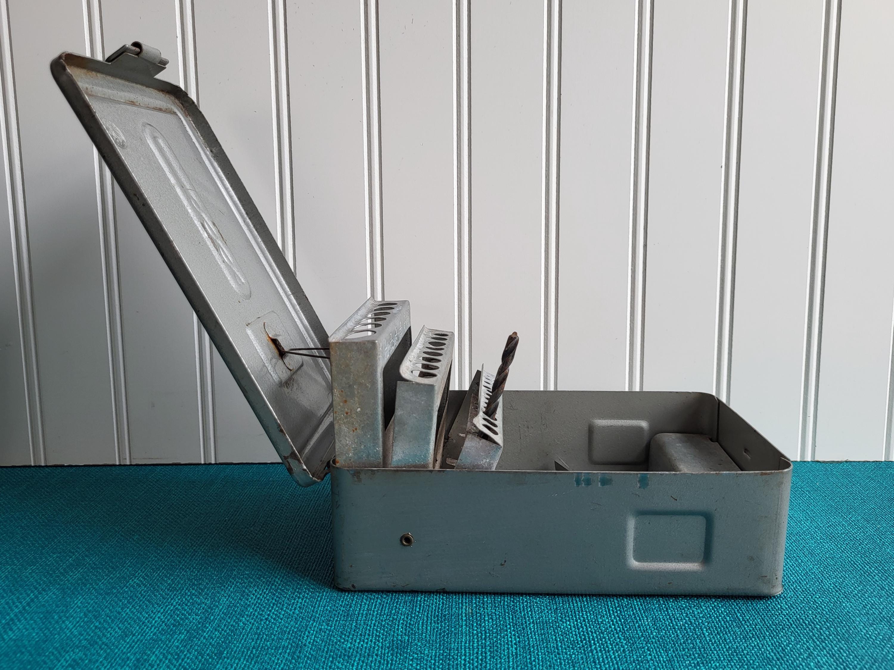 Vintage TOOL BOX Industrial Steel Drill Bit Box - Etsy