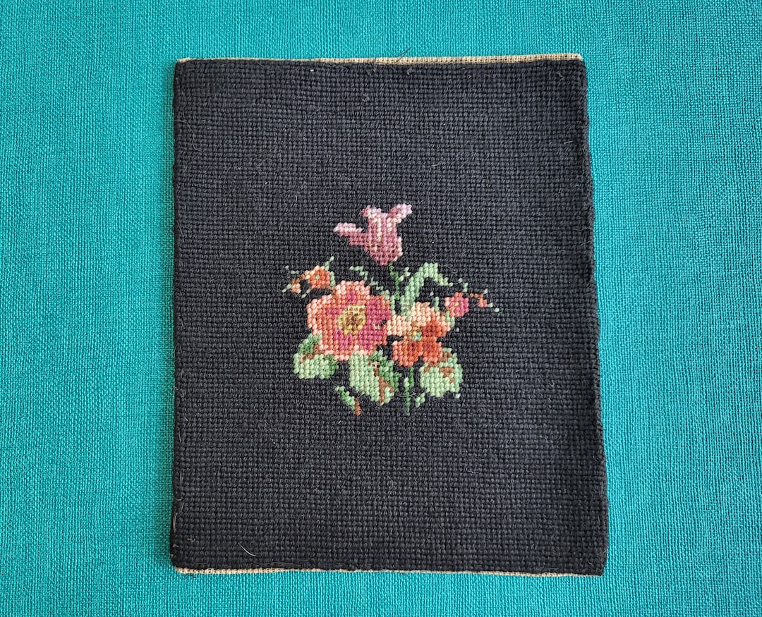 Vintage Needlepoint Flower Needlepoint Vintage Floral Needlepoint ...