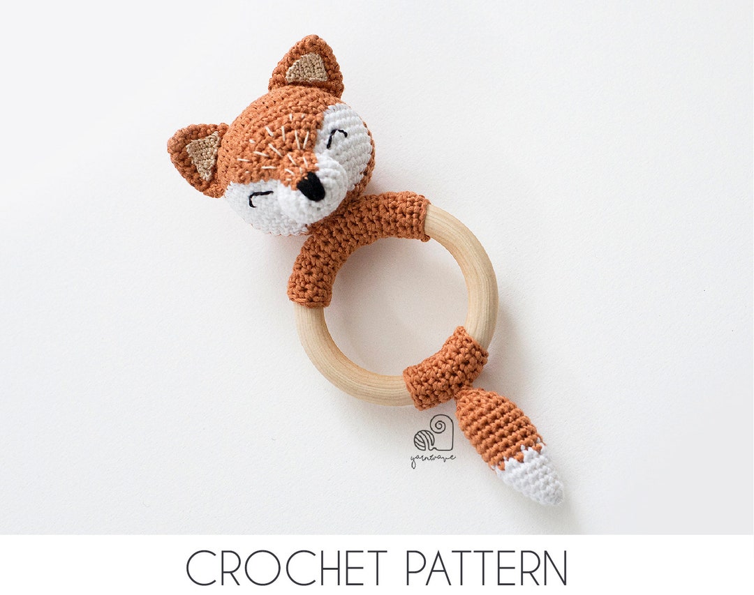 CROCHET PATTERN Lucy the Fox Crochet Amigurumi Rattle Teether Ring ...