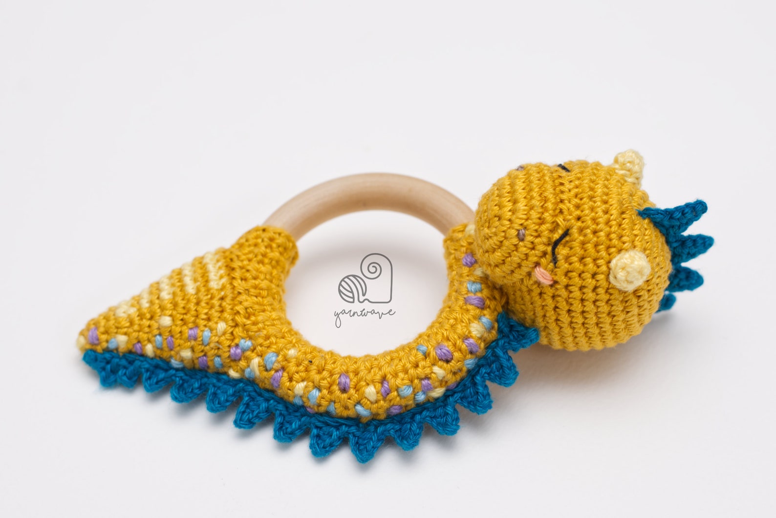 CROCHET PATTERN Dexter the Dragon Crochet Amigurumi Rattle Teether Ring ...