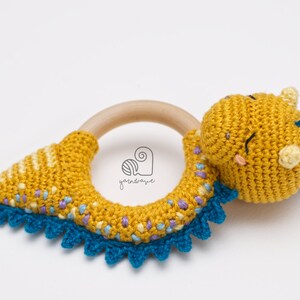 CROCHET PATTERN Dexter the Dragon Crochet Amigurumi Rattle Teether Ring ...