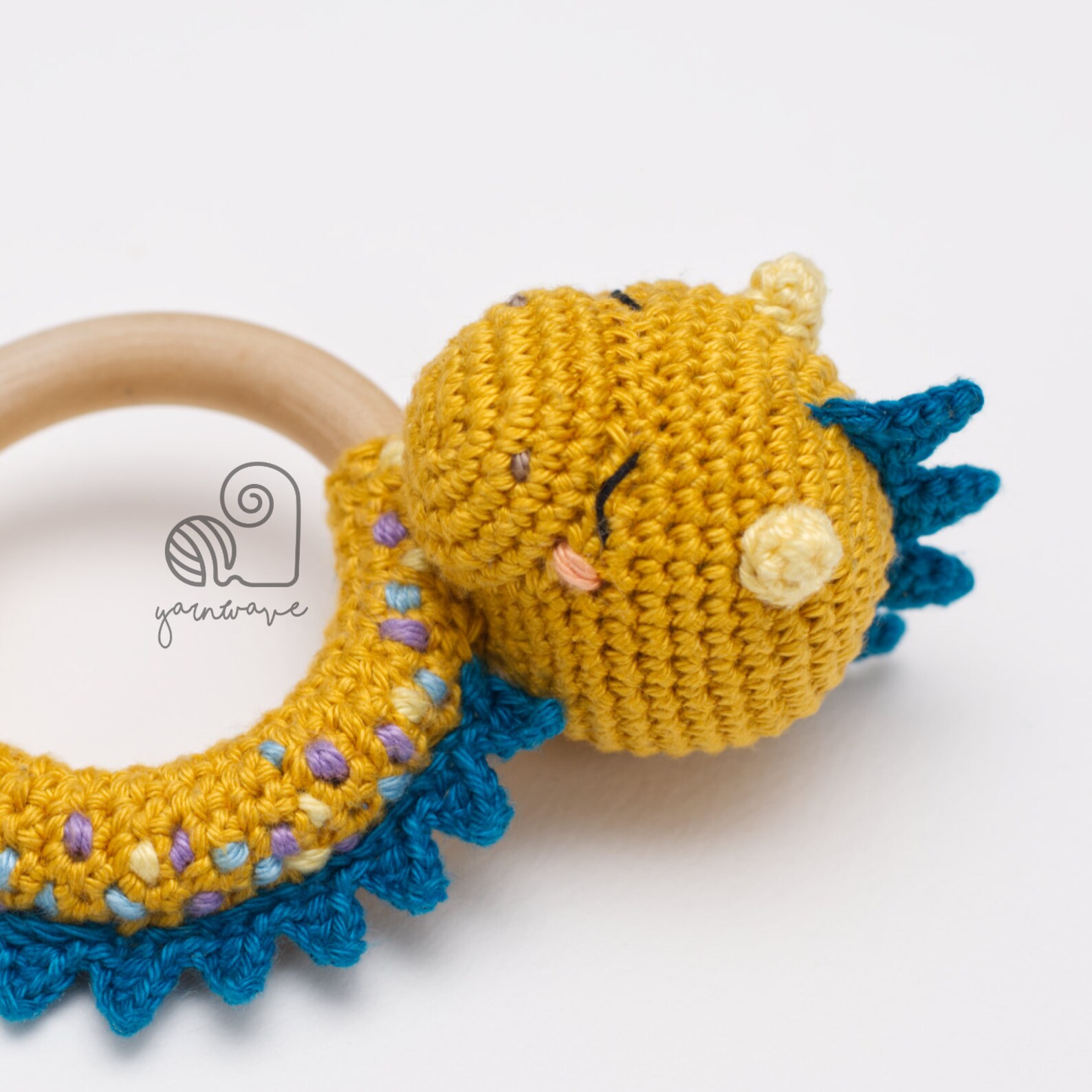 CROCHET PATTERN Dexter the Dragon Crochet Amigurumi Rattle Teether Ring ...