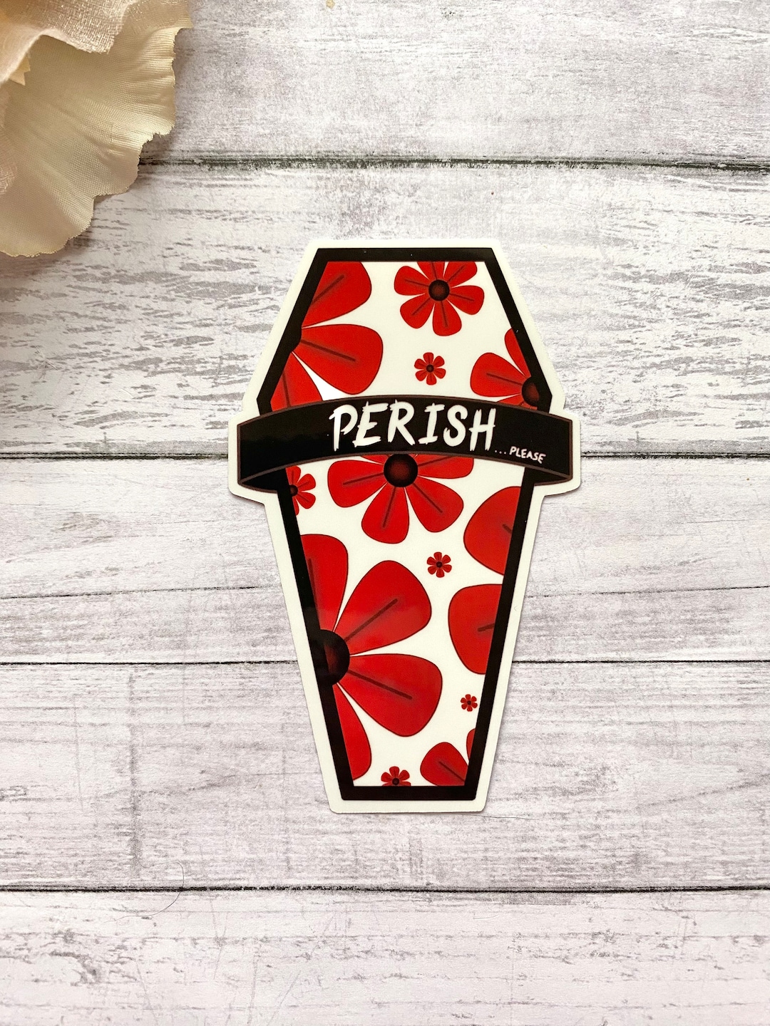 Flower Coffin Sticker, Goth Stationery, Unique Floral Gift for Her ...