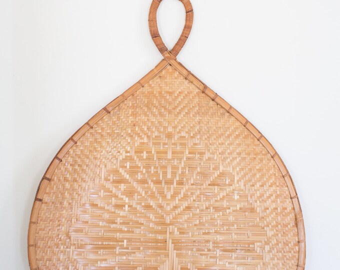 Large Vintage WICKER FAN Large Grass Straw Rattan Wicker - Etsy