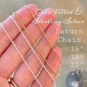14kt Gold Filled OR 925 Sterling Silver Dainty Saturn Chain - Curb ...