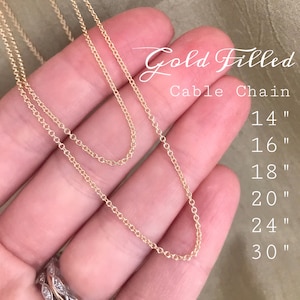 14kt GOLD Filled Cable Chain - Choose Length 14" 16" 20" 24" 30" Inches ...