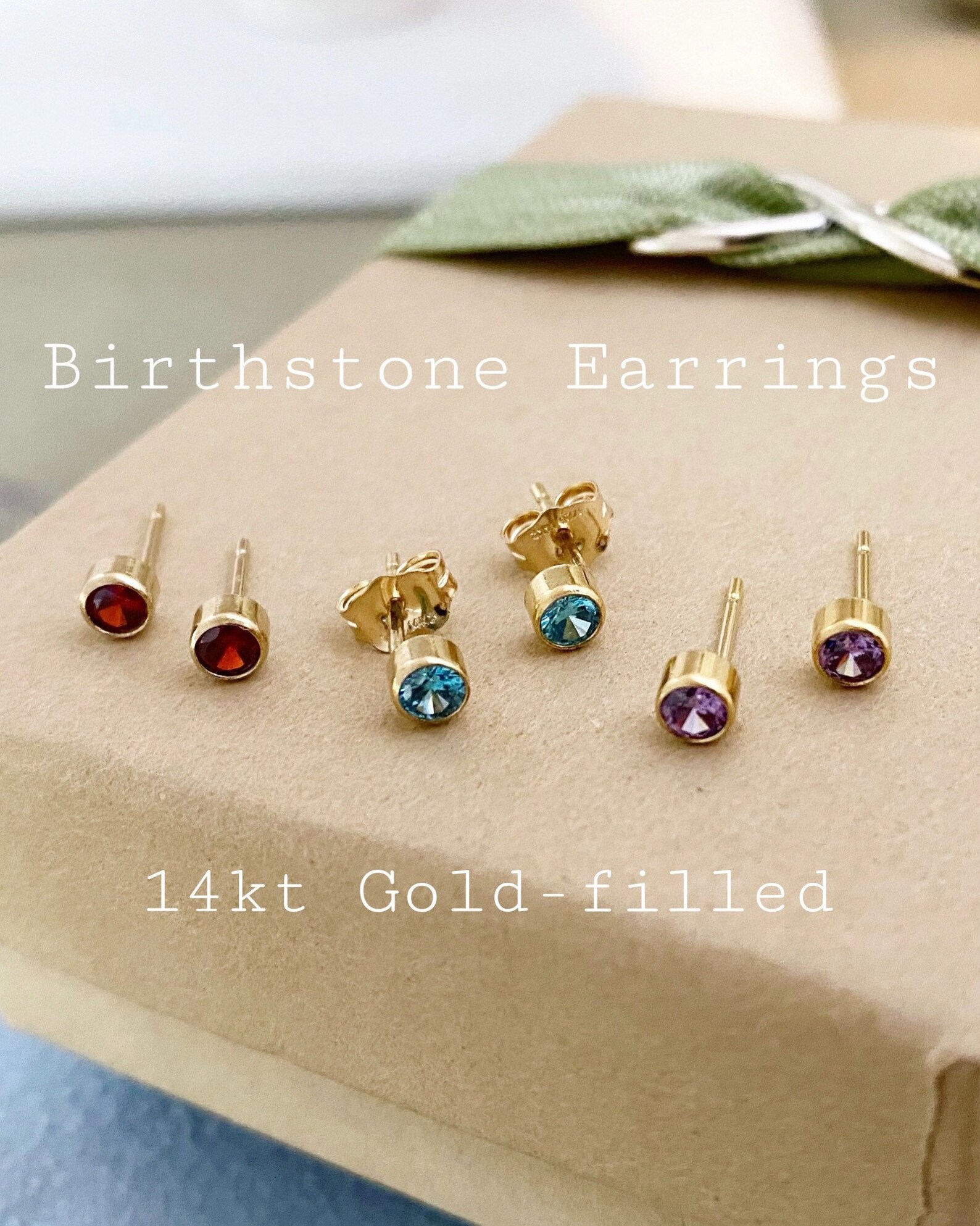 Birthstone Earring Studs 3mm Tiny 14kt Gold AAA CZ Filled - Etsy