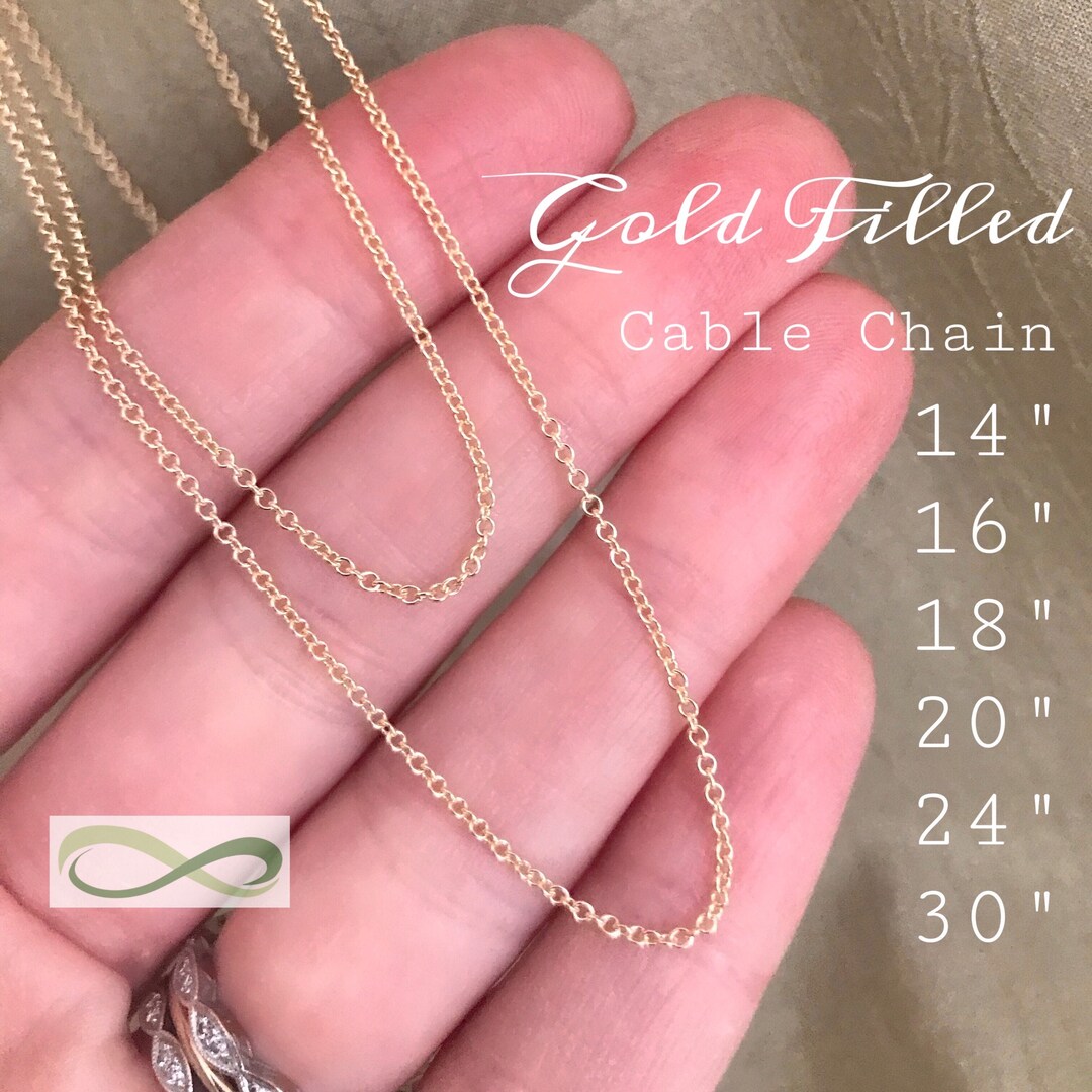 14kt GOLD Filled Cable Chain - Choose Length 14" 16" 20" 24" 30" Inches ...
