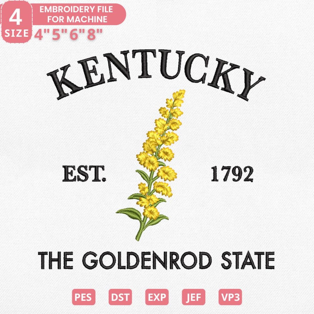 Kentucky Embroidery Design, Kentucky Flower Goldenrod Machine ...