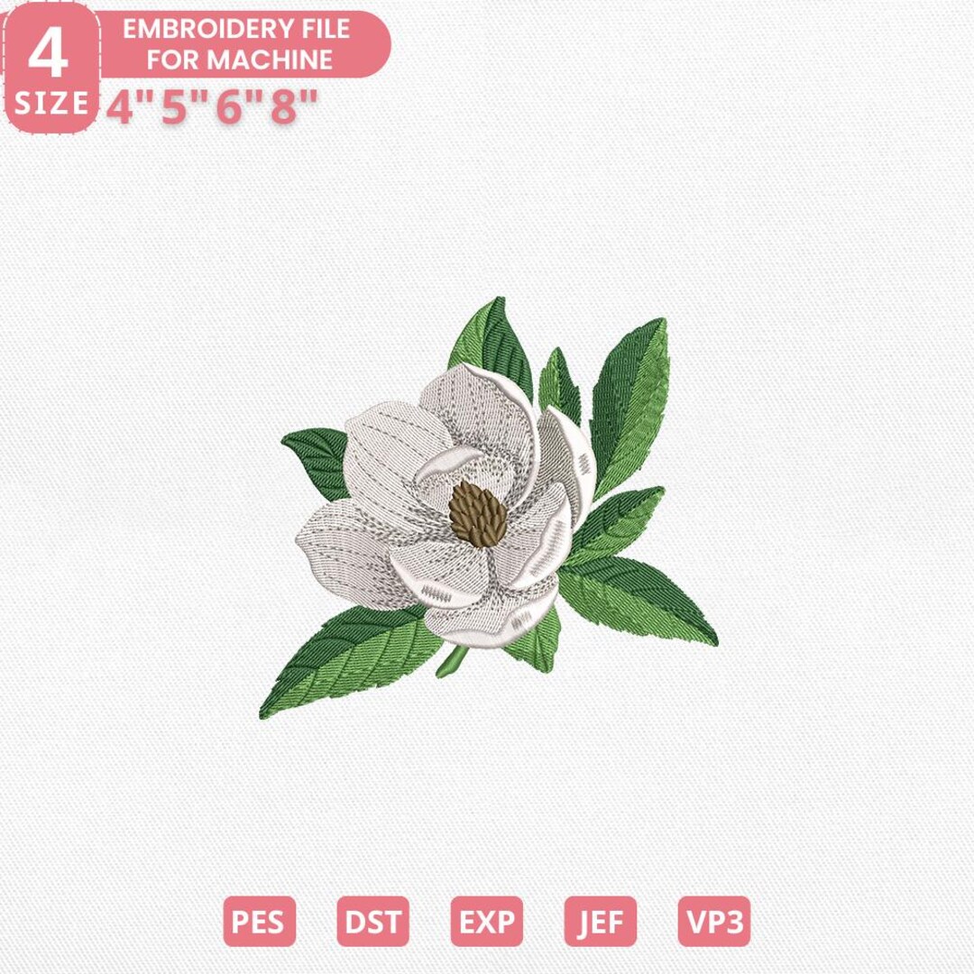 The Magnolia Flower Embroidery Design, Mississippi Flower State Machine ...