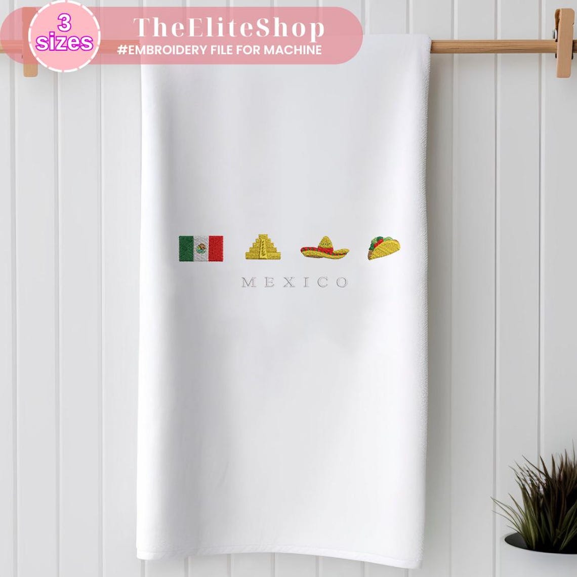 Mexico Embroidery Design for Machine, Mexican Flag, Mayan Pyramid ...
