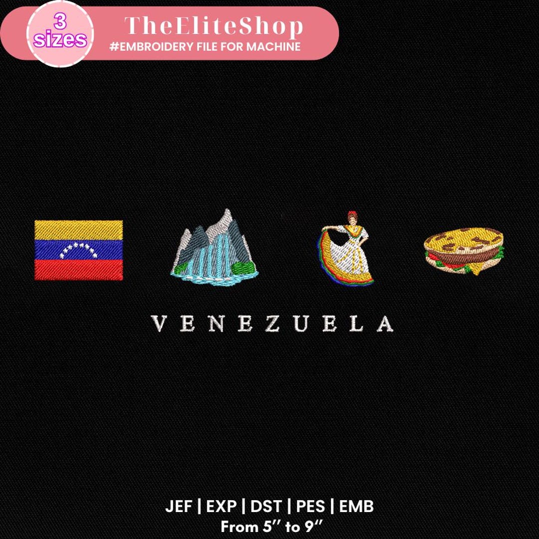 VENEZUELA Embroidery Design for Machine, Venezuelan Flag, Angel Falls ...