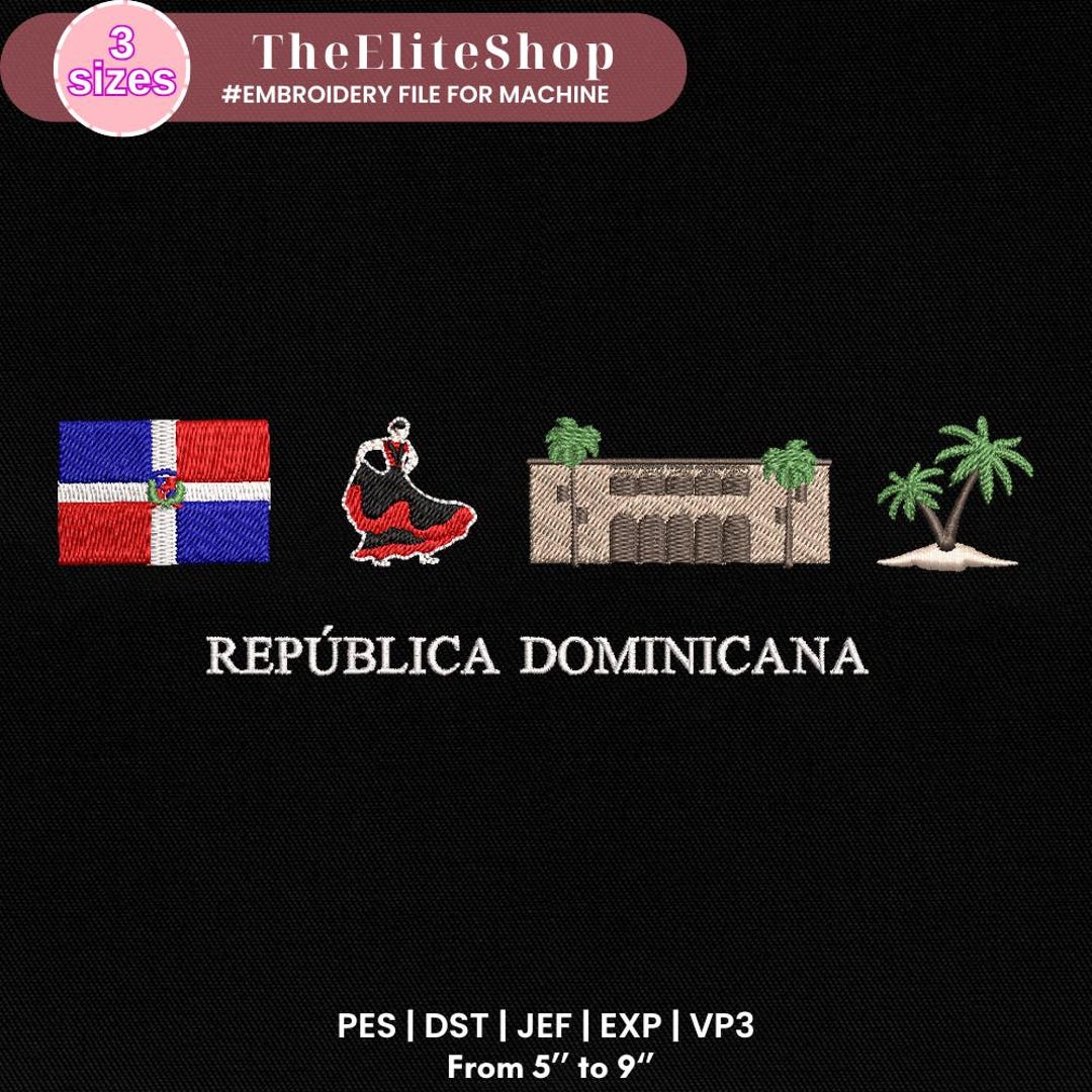 DOMINICA Embroidery Design for Machine, Dominican Flag, Flamenco Dancer ...