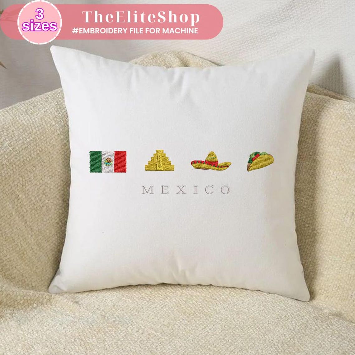 Mexico Embroidery Design for Machine, Mexican Flag, Mayan Pyramid ...