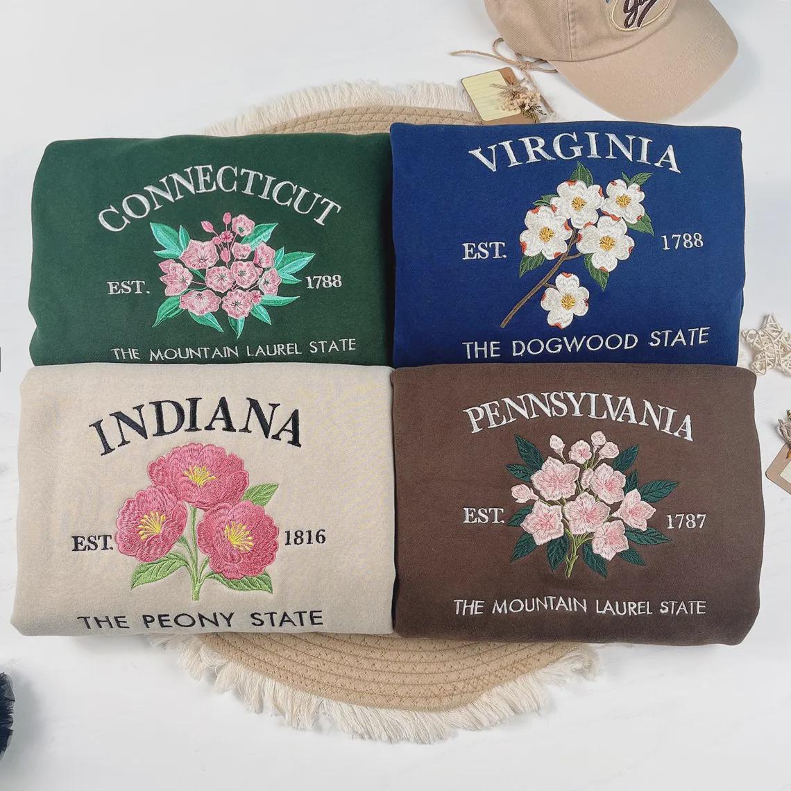 50 USA State Flowers Embroidery Design, Flower State Machine Embroidery ...