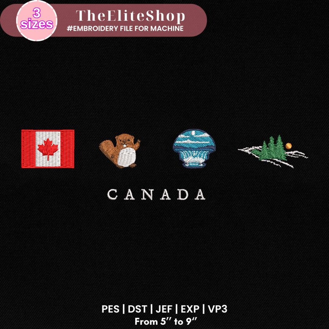 CANADA Embroidery Design for Machine, Canadian Flag, Beaver, Niagara ...