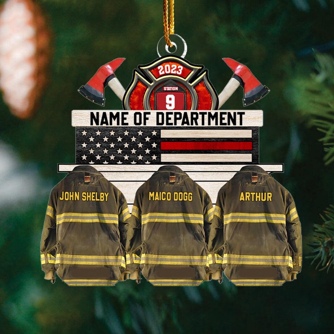 Firefighter Team Ornament, Custom Acrylic Design With Department Name ...