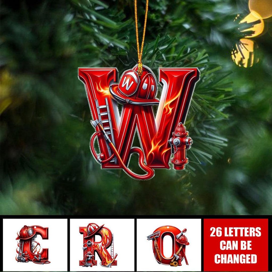 Custom Alphabet Letter Firefighter Ornament, Personalized Acrylic ...