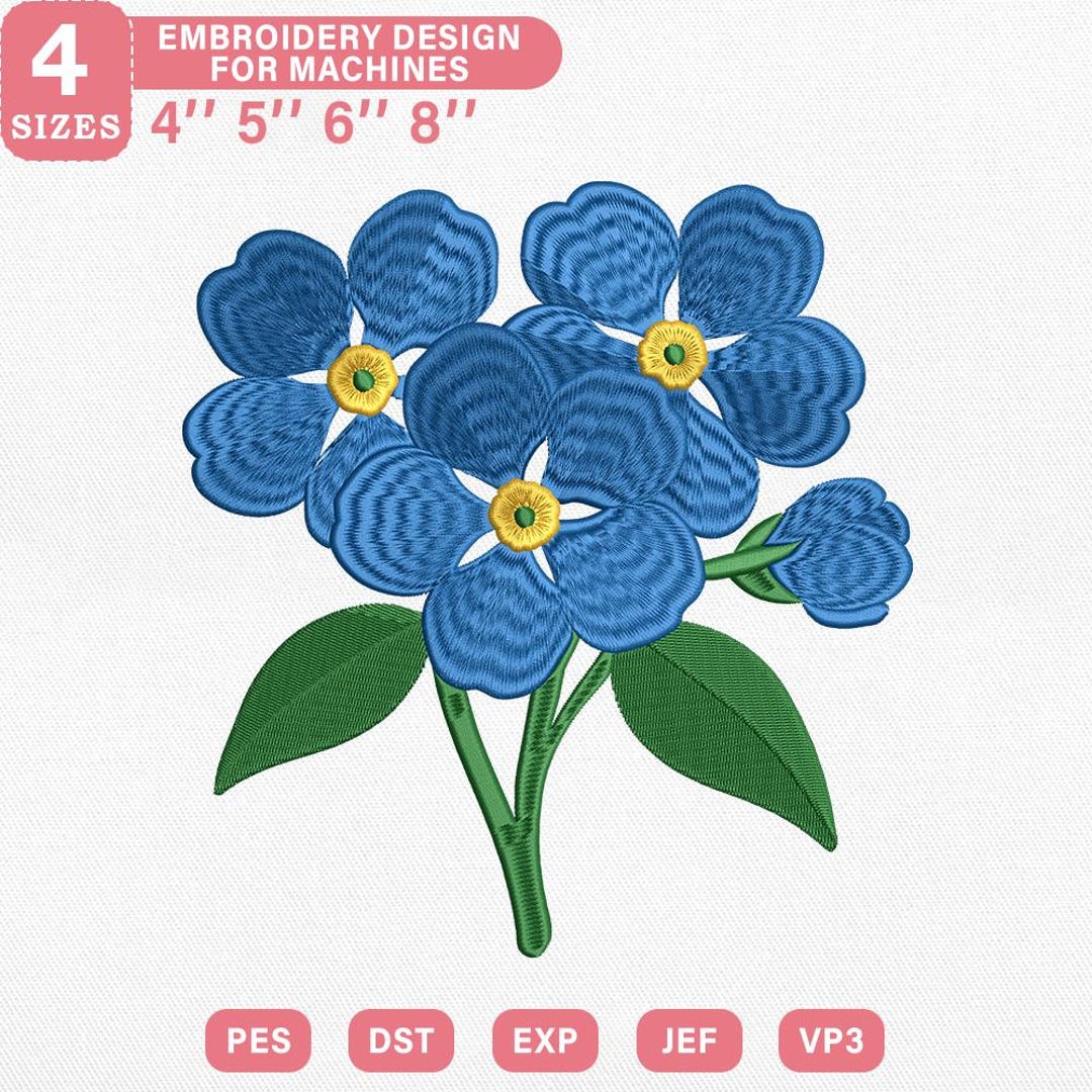 The Forget Me Not Embroidery Design, Alaska Flower State Machine ...