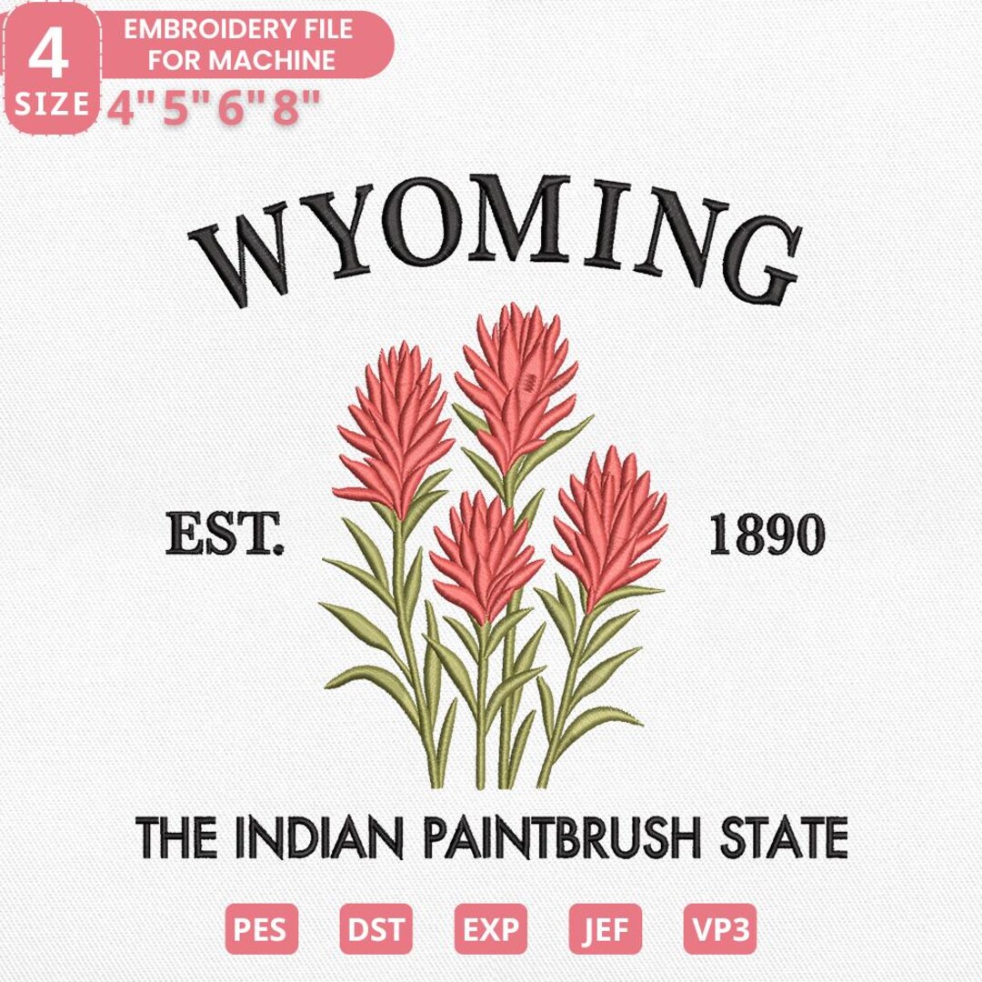 Wyoming Embroidery Design, Indian Paintbrush State Flower Machine ...