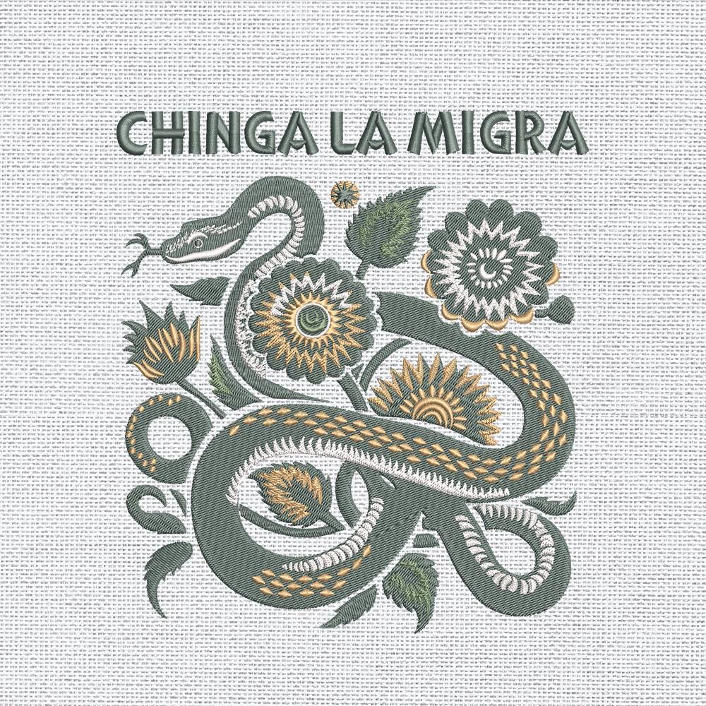 Chinga La Migra Embroidery File, Immigrant Rights Stitch, Snake ...