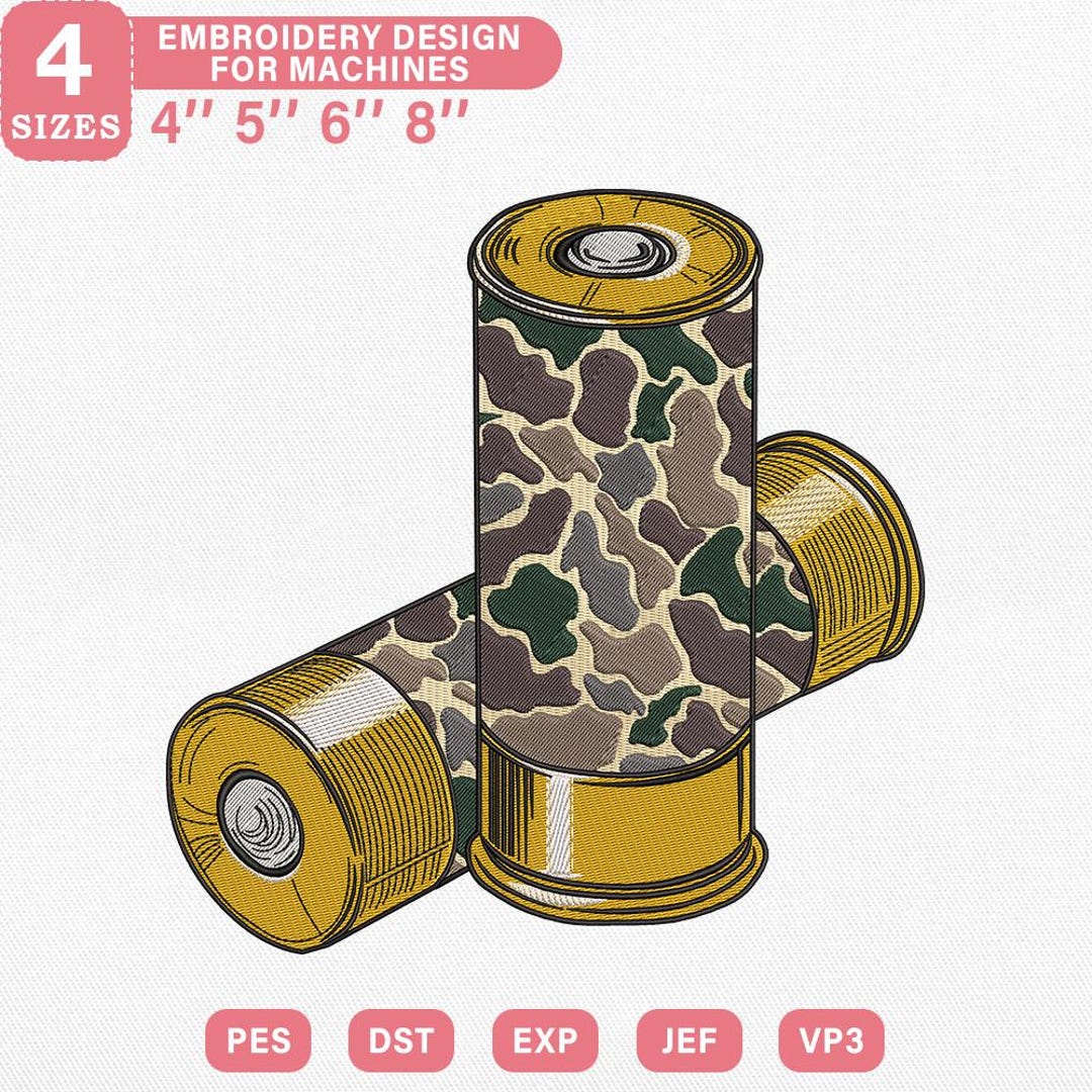 Camo Shotgun Shell Embroidery Design, Duck Hunting, Old School Camo ...