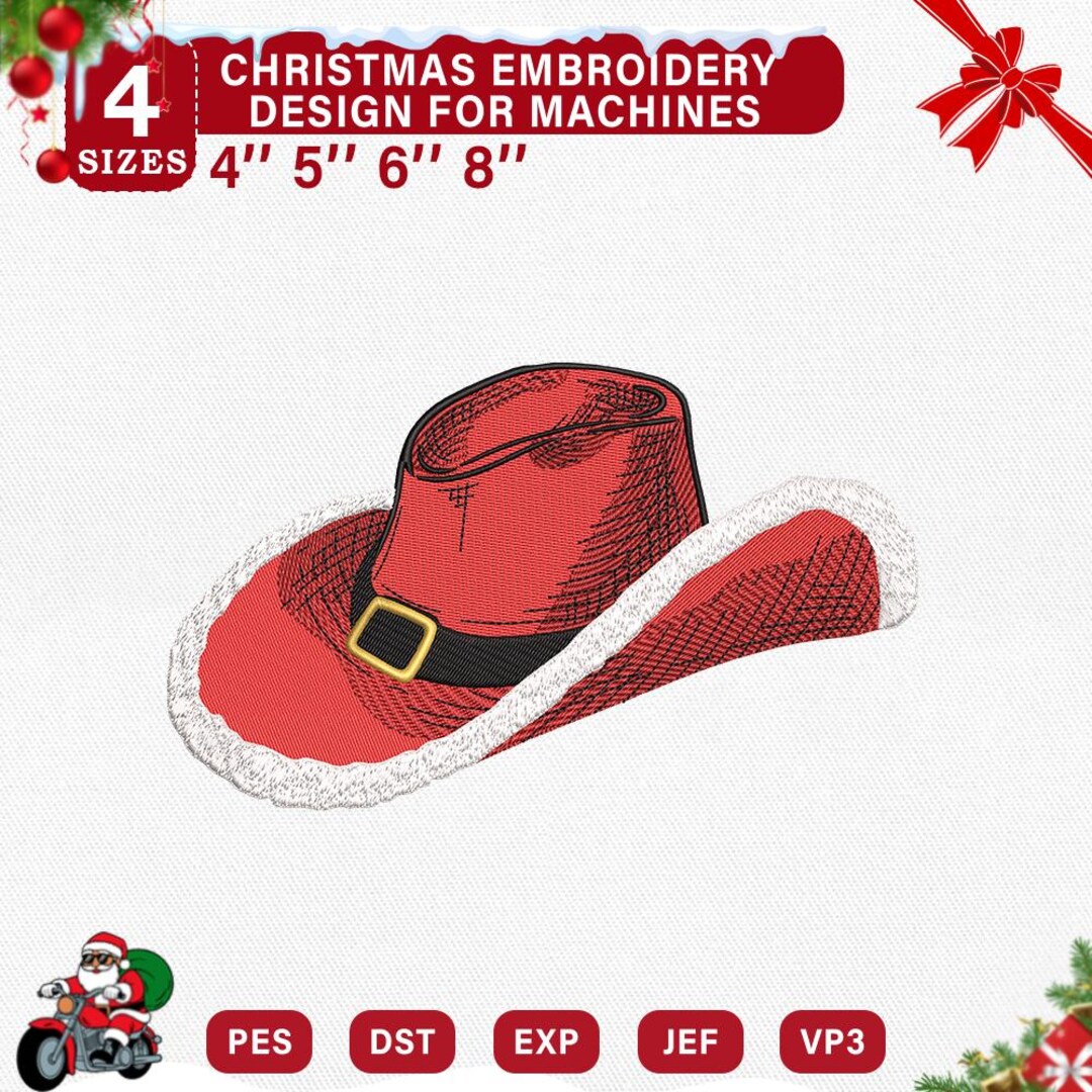 Cowboy Hat Embroidery Design, Western Style Red Hat With Buckle Machine ...