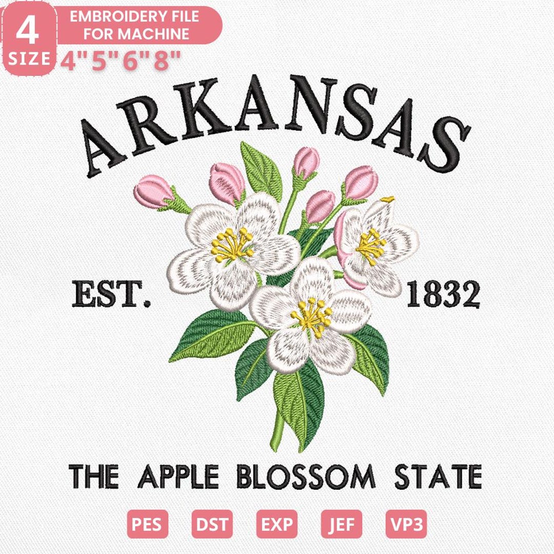 Arkansas Embroidery Design, Arkansas Flower Apple Blossom Machine ...