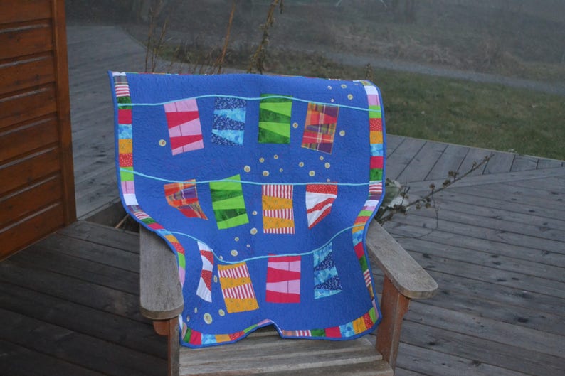 Patchwork mural en cotonnade - tableau textile - décoration textile ...