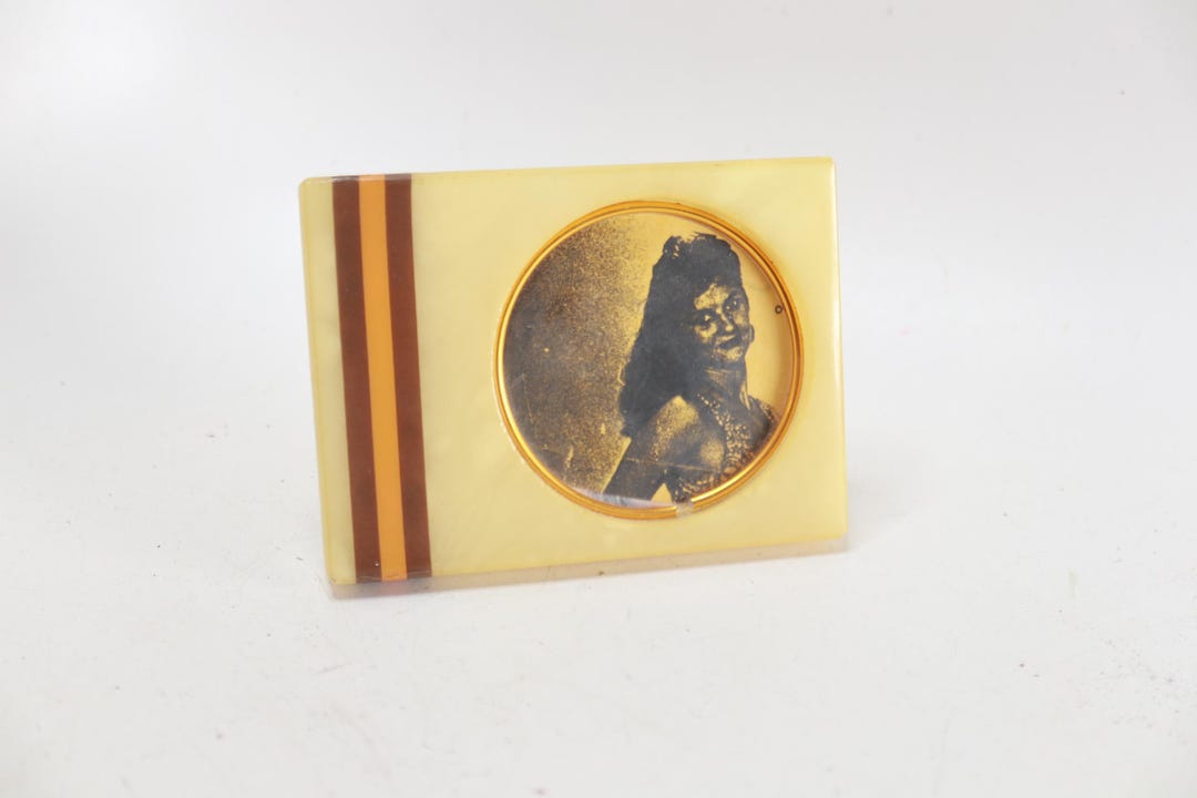 Vintage Art Deco Alabaster Picture Frame - Round Picture Frame - Desk ...