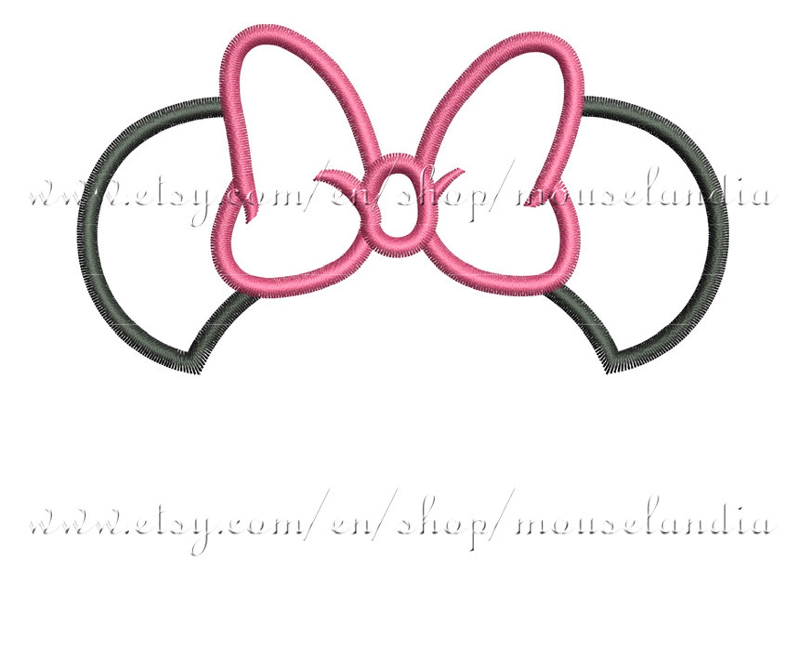 Cute Girly Mouse Ears Applique Monogram Design 2 Sizes 4X4, 5X7 Instant ...