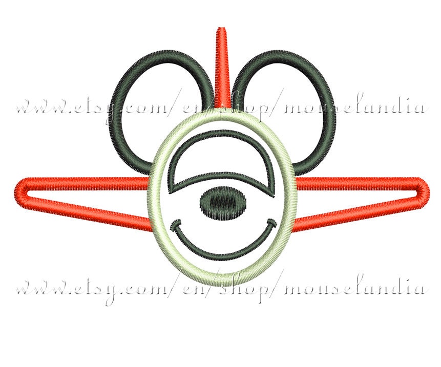 Cute Airplane Mouse Applique Design for Embroidery Machine 3 - Etsy