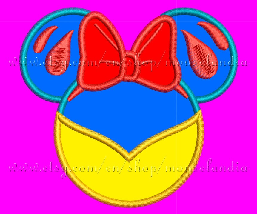 Cute Snow White Miss Mouse Applique Design Instant Download - Etsy