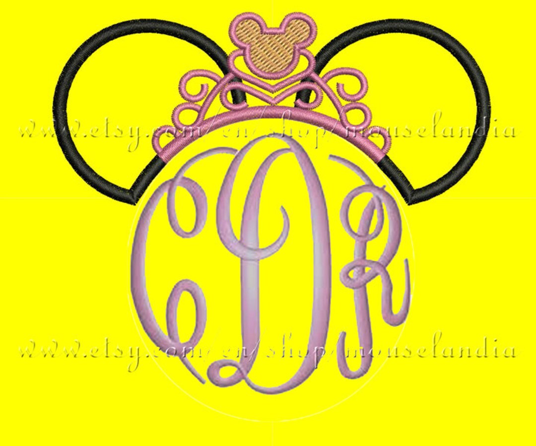 Cute Girly Mouse Ears Applique Monogram Design 3 Sizes 4X4, 5X7 and ...