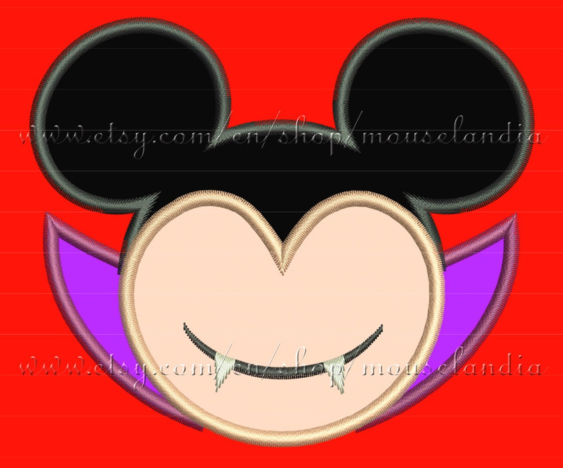 Cute Vampire Mouse Halloween Applique Design for Embroidery - Etsy