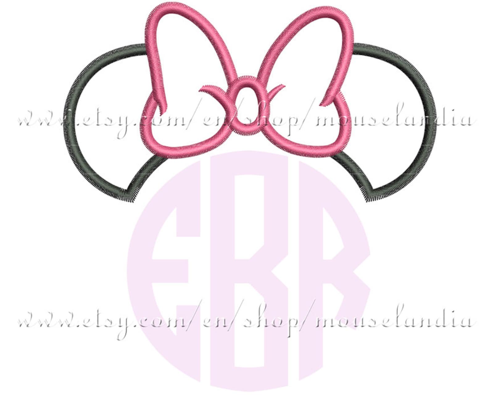 Cute Girly Mouse Ears Applique Monogram Design 2 Sizes 4X4, 5X7 Instant ...