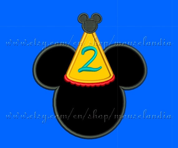 Cute Mouse Happy Birthday number Two. Applique Design. 2 - Etsy