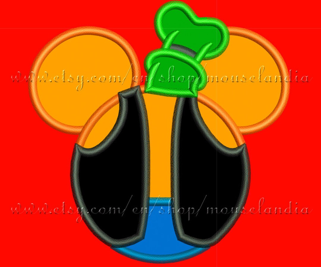 Cute Goofy Mouse Applique Design for Embroidery Machine. 2 Sizes ...