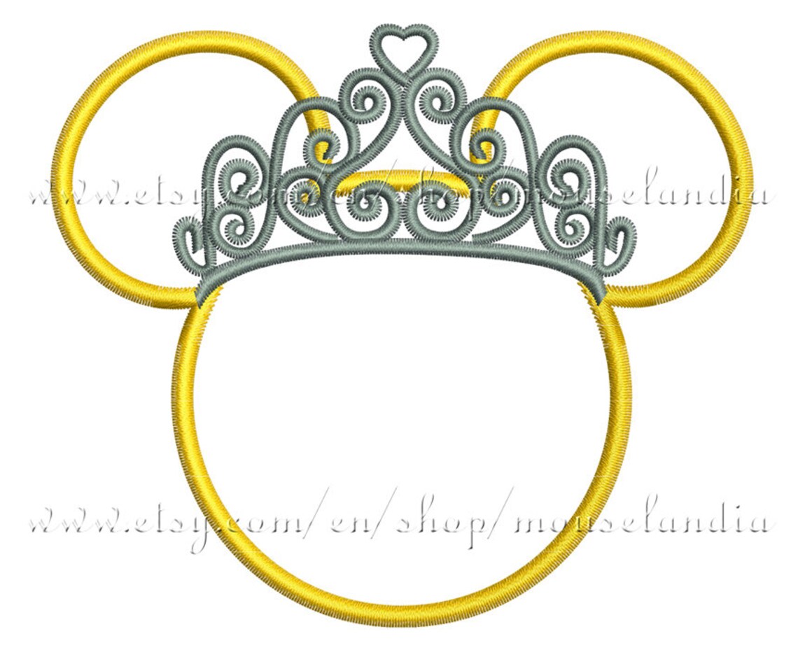 Cute Miss Mouse Princess Applique Design Instant Download 1 | Etsy