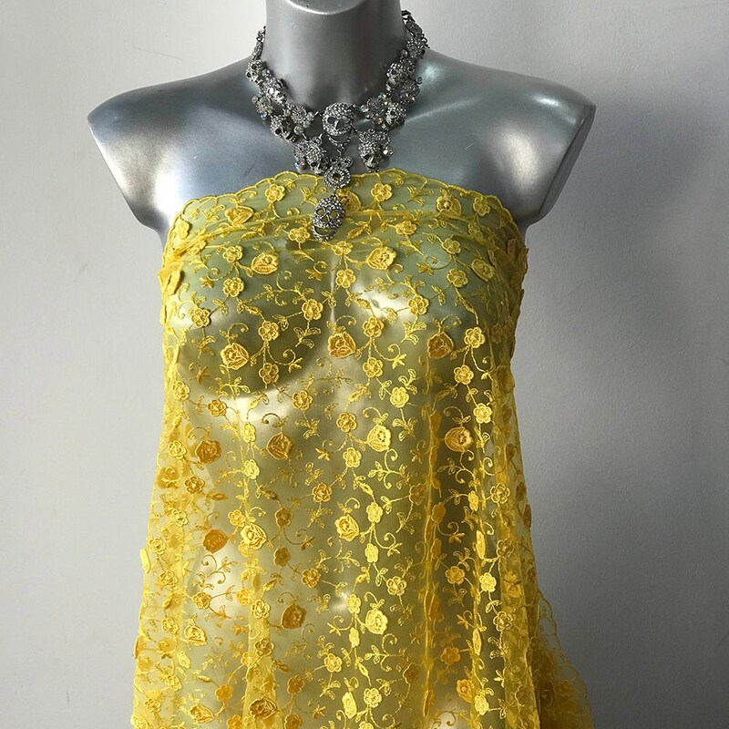 Yellow Lace Fabric - Etsy