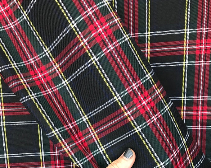 Black Steward Poly Viscose Tartan Fabric Red Black Tartan - Etsy