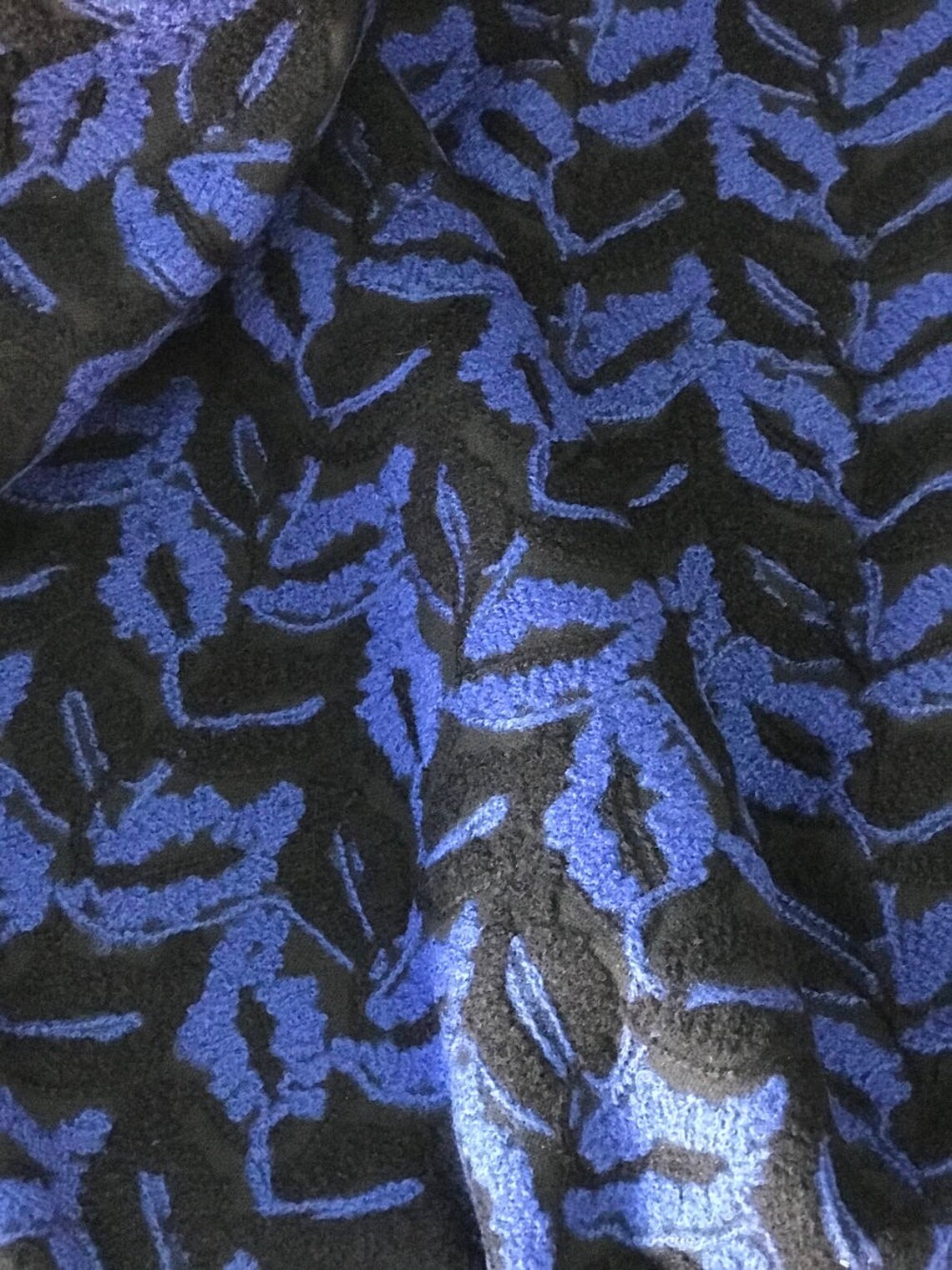 Blue on Black Fancy Wool Embroidery Velour Flock Cape Coat Jacket Skirt ...