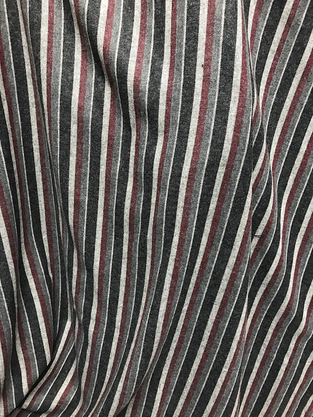 Grey Burgundy Stripe Fabric Acrylic Flannnel Winter Fabric - Etsy