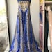 Gold on Cobalt Blue Sequins Lace Fabric Baroque Design Evening Dress ...